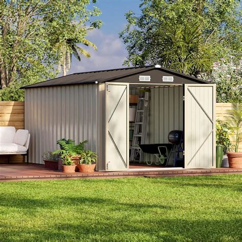 Patiowell 12 X 8 Ft Outdoor Storage Shed Steel Shed Storage House With