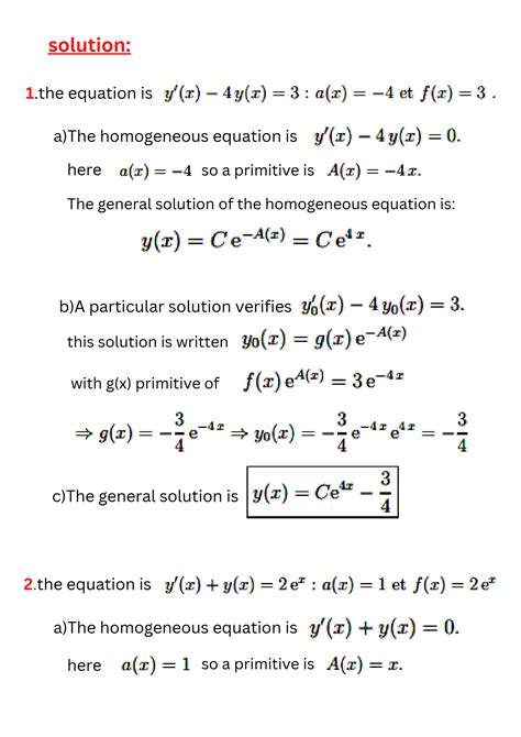 Solution Differential Equations Exam Prep Studypool