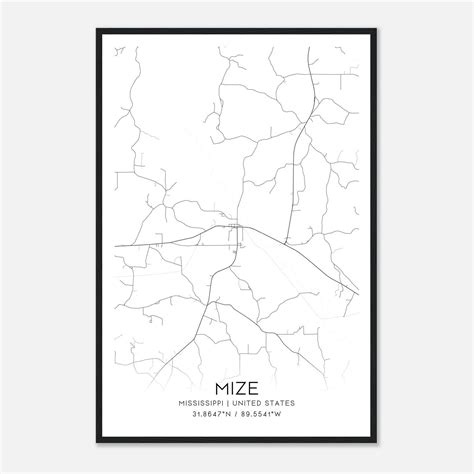 Mize Mississippi Map Poster Modern Home Decor Wall Art Print Custom
