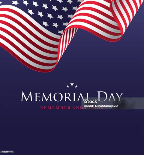 현충일 배너 및 포스터 디자인 미국 흔들리는 깃발의 벡터 일러스트레이션 공휴일에 대한 스톡 벡터 아트 및 기타 이미지 공휴일 국기 기 Istock