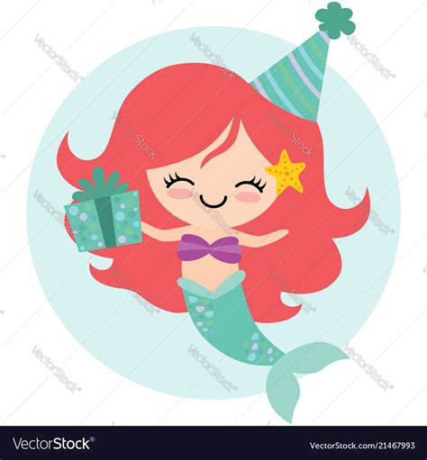Birthday Mermaid Royalty Free Vector Image Vectorstock