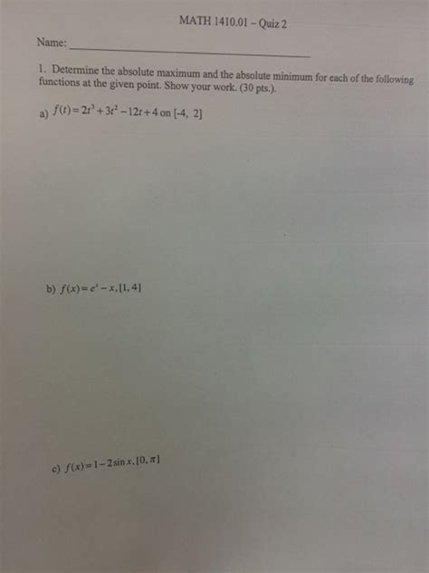 solved determine the absolute maximum and the absolute