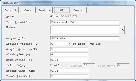 Potentiostatic Mode Ecn Setup