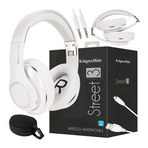 Białe Słuchawki Bezprzewodowe Bluetooth Mikrofon Arena Pl