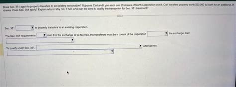 Solved Shares Dees Sec 351 Apply Explain Why Or Why Not