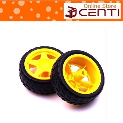 Jual RODA BAN WHEEL SMART CAR ARDUINO KUNING 68mm High Quality Shopee Indonesia