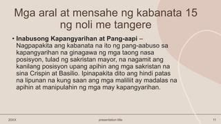 NOLI ME TANGERE KABANATA ANG MGA SAKRISTAN Pptx