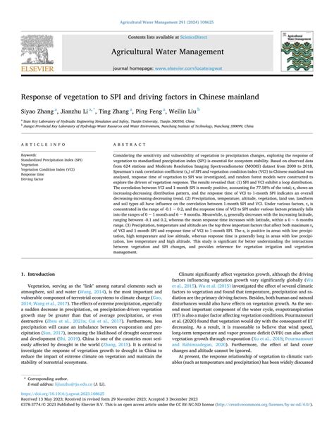 Pdf Response Of Vegetation To Spi And Driving Factors In Chinese Mainland