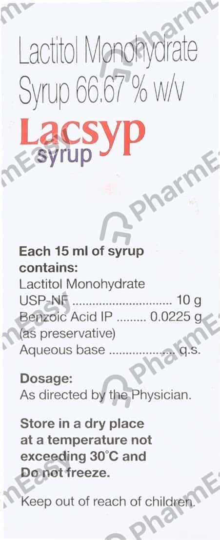Lacsyp 10 Gm 15ml Syrup 200 Uses Side Effects Price And Dosage