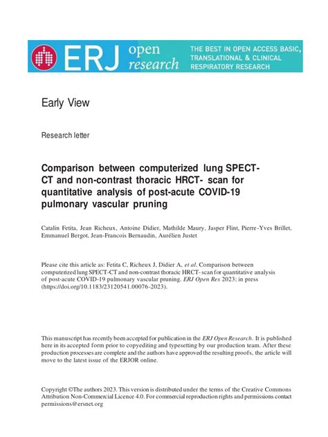 Pdf Comparison Between Computerized Lung Spect Ct And Non Contrast Thoracic Hrct Scan For