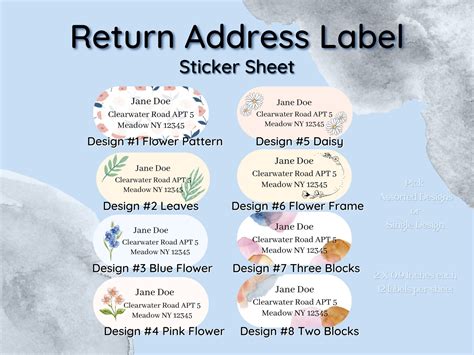 Personalized Return Address Label Sticker Aesthetic Designs Etsy