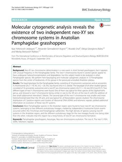 Pdf Molecular Cytogenetic Analysis Reveals The Existence Of Two Independent Neo Xy Sex