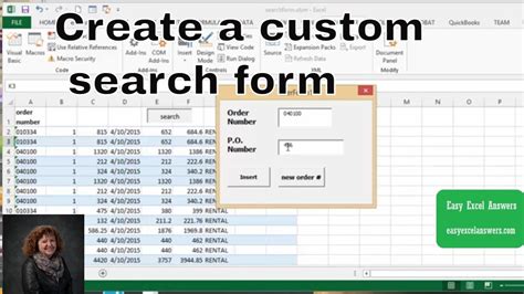 How To Create A Custom Search Form In Excel Youtube