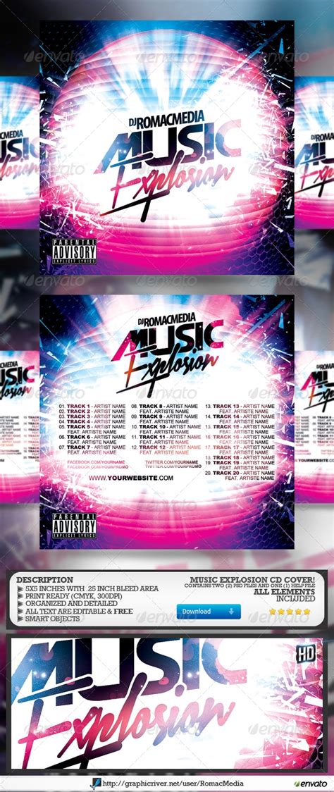 Music Explosion Cd Cover Print Templates Graphicriver