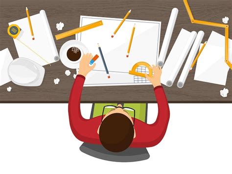 Premium Vector Vector Illustration Engineering And Architecture Drawing Construction