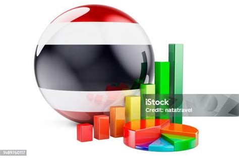 성장 막대 그래프와 파이 차트가 있는 태국 국기 태국의 비즈니스 금융 경제 통계 개념 3d 렌더링 0명에 대한 스톡 사진 및 기타 이미지 Istock