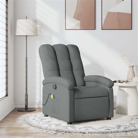 Vidaxl Massage Recliner Chair Dark Grey Fabric Vidaxlie