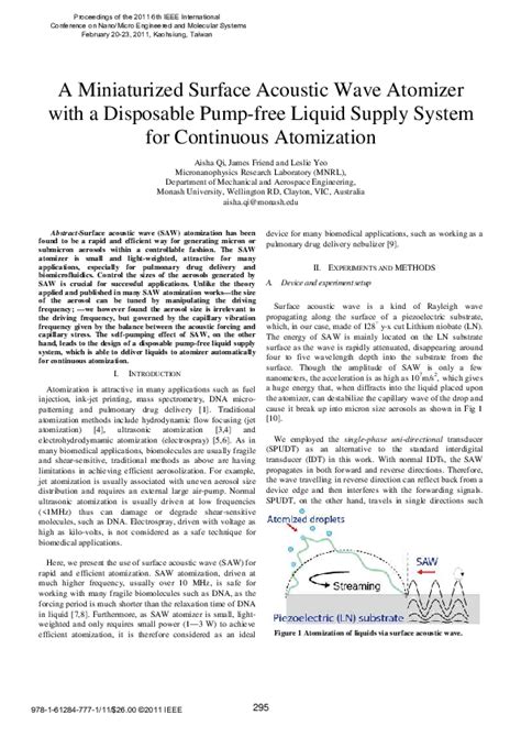 Pdf A Miniaturized Surface Acoustic Wave Atomizer With A Disposable