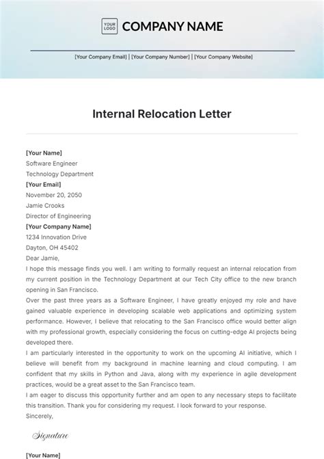 free internal relocation letter template to edit online