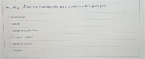Solved According To Section 2 4 What Does The Slope Of A Chegg Com