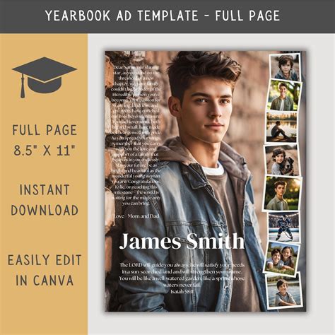 High School Senior Yearbook Ad Template Editable Full Page Yearbook Ad