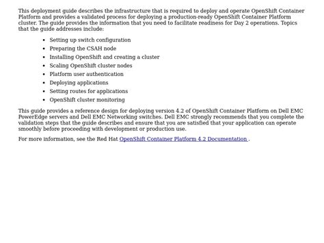 Document Purpose Deployment Guide—red Hat Openshift Container Platform 42 Dell Technologies
