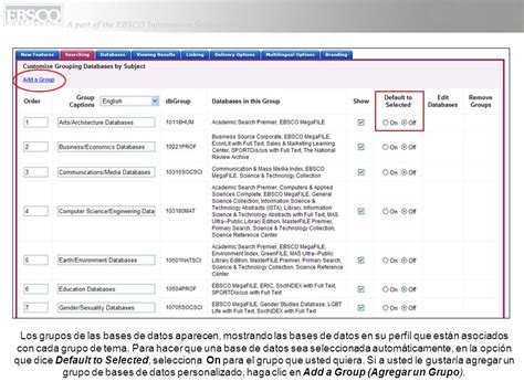 Support.ebsco.com EBSCOadmin Agrupando Bases de Datos por Tema Tutorial. - ppt descargar