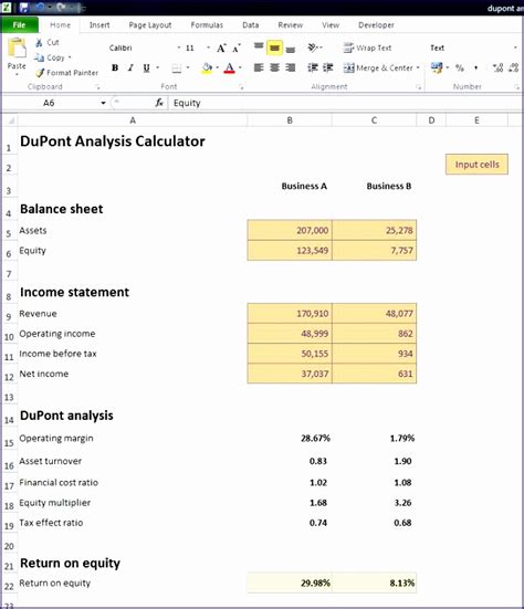 8 dupont analysis excel template excel templates
