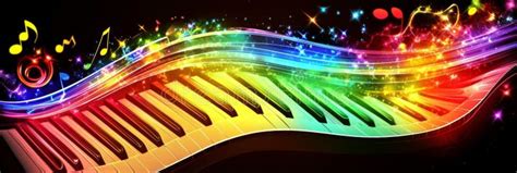 A Colorful Keyboard With Rainbow Keys And A Rainbow Wave Stock