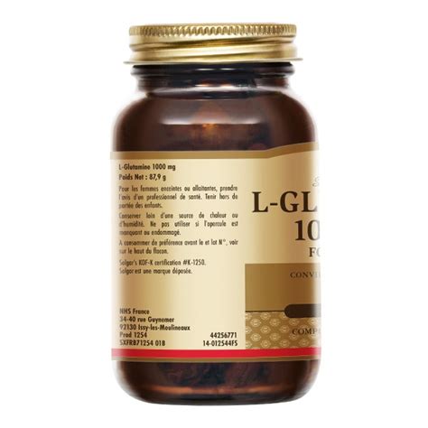 Solgar L Glutamine 1000 Mg Forme Libre Comprimés Complément Alimentaire
