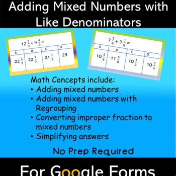 Adding Mixed Numbers Like Denominators By Simply Taught U TPT