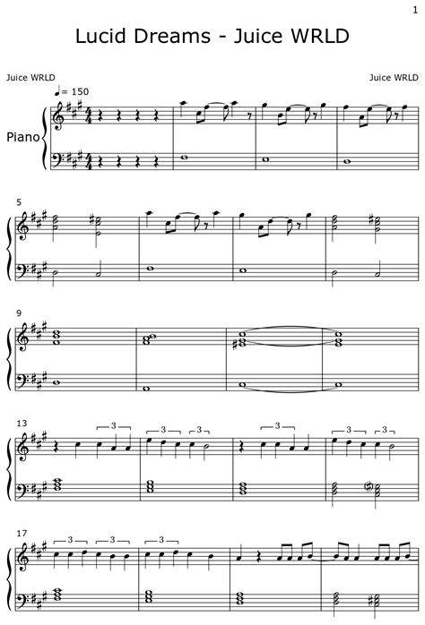 Lucid Dreams Juice Wrld Sheet Music For Piano