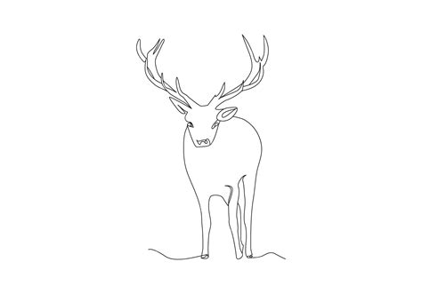 Premium Vector Deer In Continuous Line Art Drawing Style One Line Continuous Deer Line Art