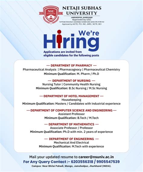 Netaji Subhas University On Linkedin Career Nsu Netajisubhasuniversity