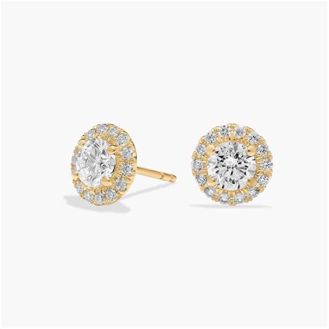 Halo Lab Grown Diamond Earrings In 14k Yellow Gold 1 14 Ct Tw F G
