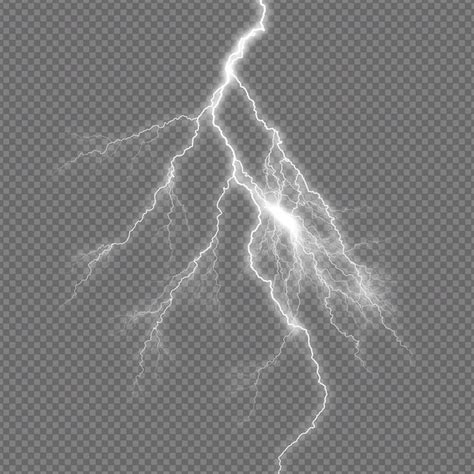 Éclair lumineux réaliste isolé sur fond transparent PSD Premium
