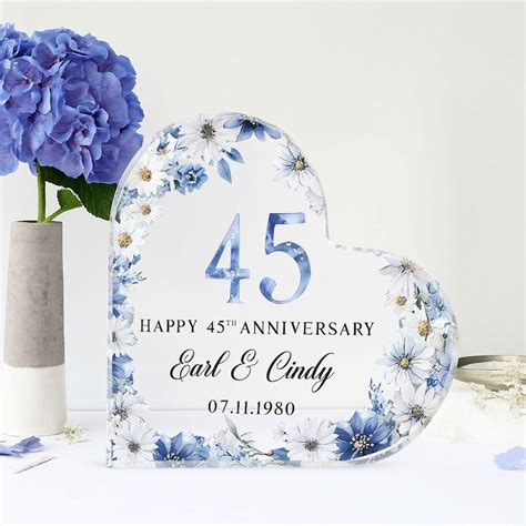 Personalized 45th Wedding Anniversary Heart Acrylic Plaque 45 Years