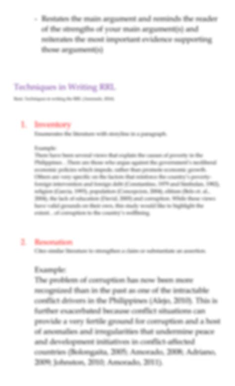 SOLUTION How To Write A Review Of Related Literature RRL Studypool