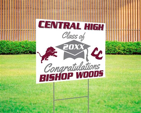 Custom School Logo Graduation Yard Sign Bold Text Class Year And Name