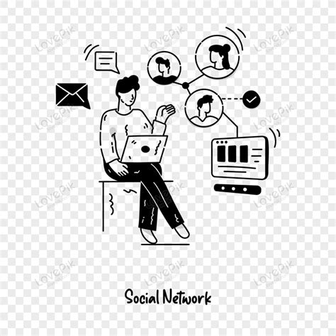 손 으로 그린 소 셜 네트워크 벡터 Png 일러스트 무료 다운로드 Lovepik