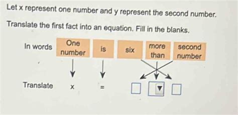 Let X Represent One Number And Y Represent The Second Number Translate