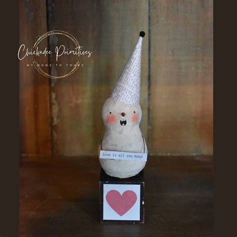 Clay Valentine Snowman Assemblage Tutorial By Chickadee Primitives Pdf Tutorial Only Etsy