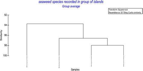 similarity dendrogram cluster analysis for seaweed diversity of four