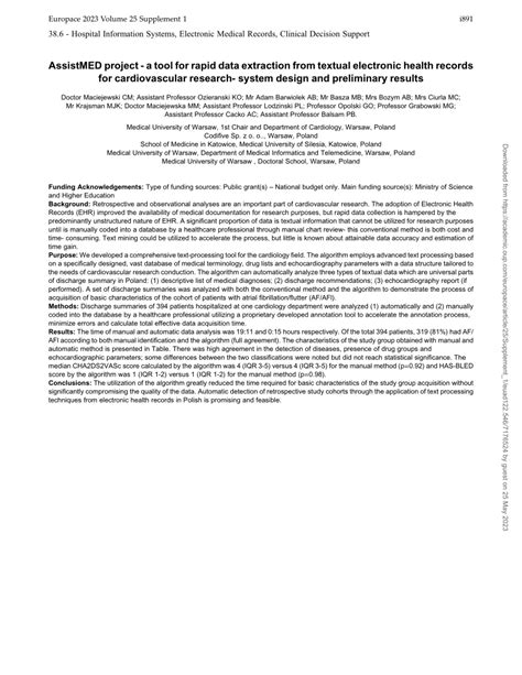 Pdf Assistmed Project A Tool For Rapid Data Extraction From Textual Electronic Health