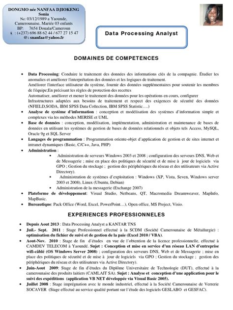 Cv Sonia Pdf Microsoft Excel Bases De Données