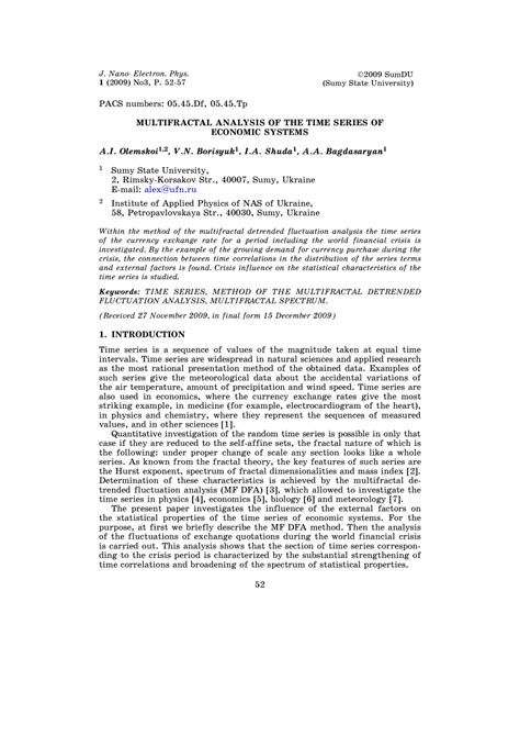 Pdf Multifractal Analysis For The Time Series Related To Economic Systems