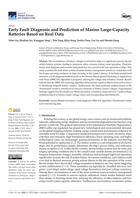 Pdf Early Fault Diagnosis And Prediction Of Marine Large Capacity Batteries Based On Real Data