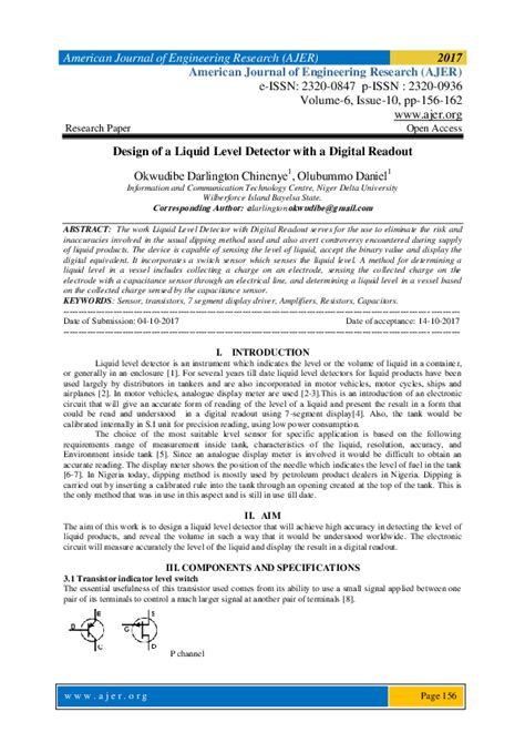 Pdf Design Of A Liquid Level Detector With A Digital Readout