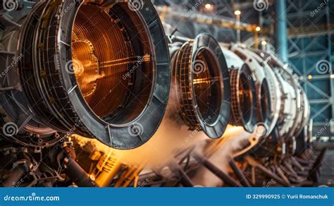 Close Up View Of Realistic Rocket Engines During A Dynamic And Intense