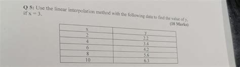 solved q 5 use the linear interpolation method with the